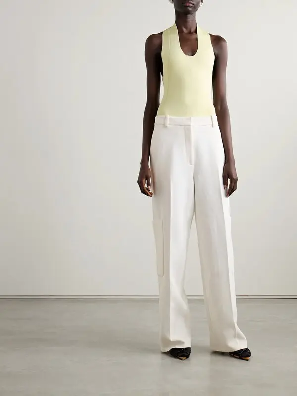 Khaite Caiton Grain De Poudre Wide-leg Trousers - White