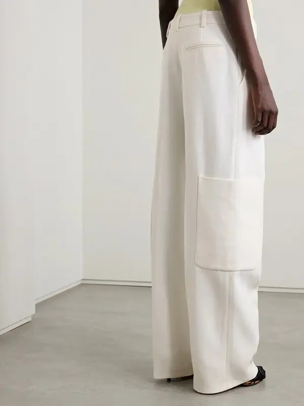 Khaite Caiton Grain De Poudre Wide-leg Trousers - White
