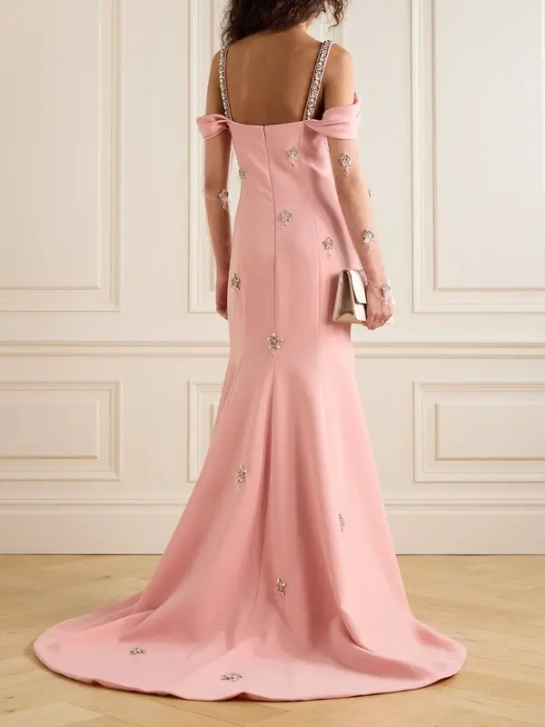 Sabina Bilenko Cold-shoulder Embellished Gown And Gloves Set