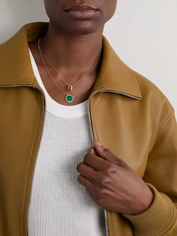 REPOSSI Antifer Rose Gold, Malachite And Diamond Necklace - Green