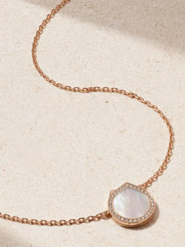 REPOSSI Antifer 18-karat Rose Gold, Mother-of-pearl And Diamond Necklace - White
