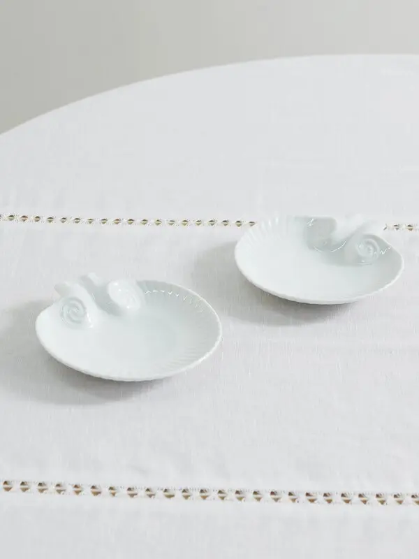GOHAR WORLD Shell Set Of Two Porcelain Plates - White