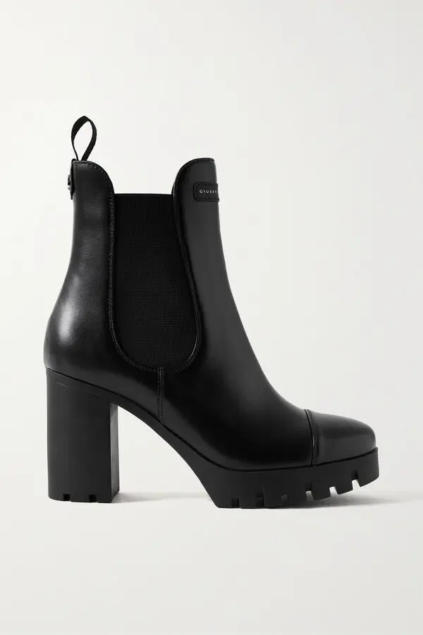 GIUSEPPE ZANOTTI Leather Platform Chelsea Boots