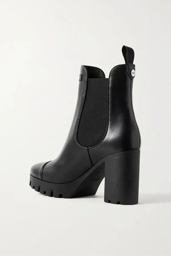 GIUSEPPE ZANOTTI Leather Platform Chelsea Boots
