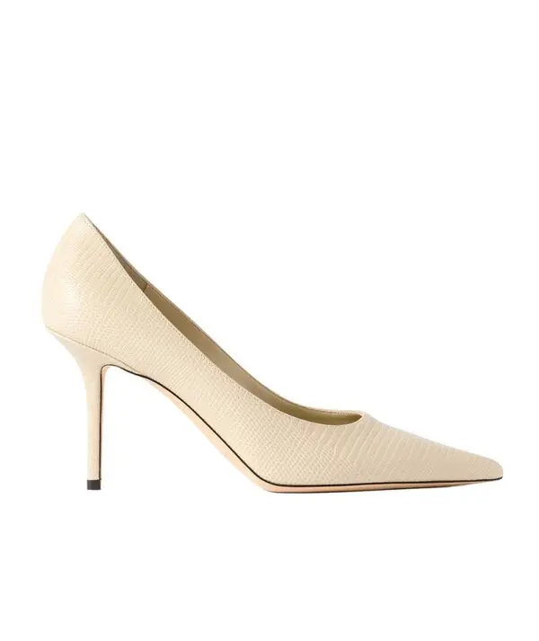 JIMMY CHOO Love 85 Lizard-effect Leather Point-toe Pumps