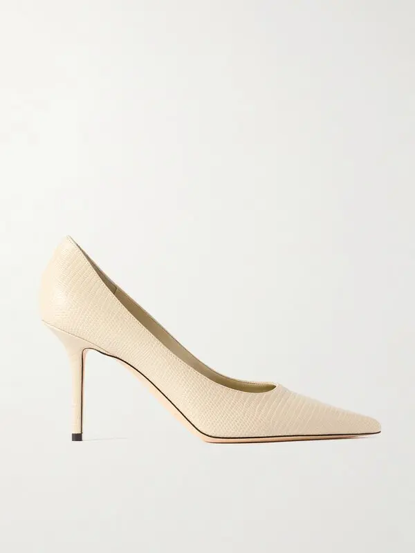 JIMMY CHOO Love 85 Lizard-effect Leather Point-toe Pumps