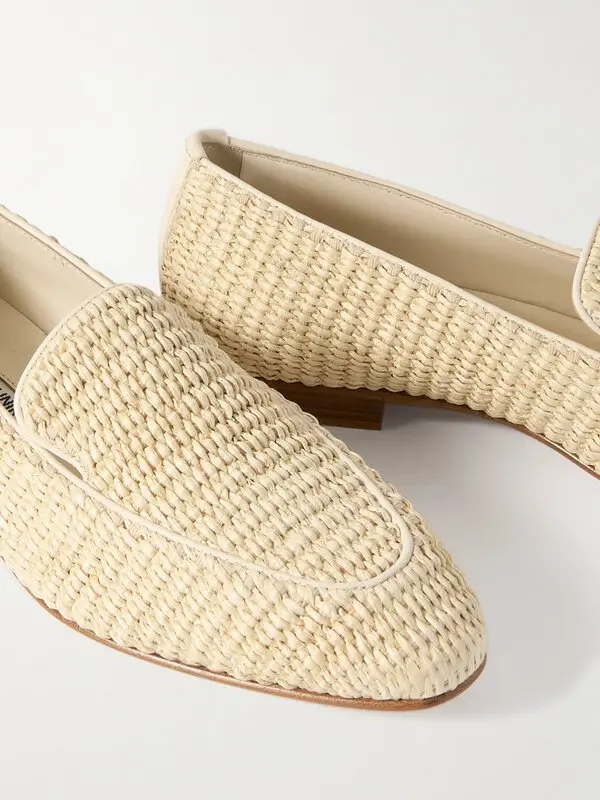 Manolo Blahnik Pitakara Raffia Loafers - Neutrals