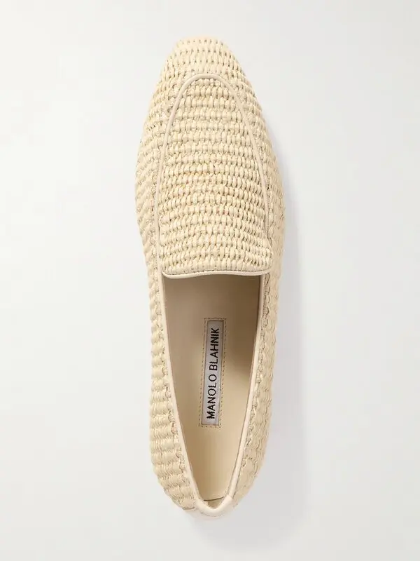Manolo Blahnik Pitakara Raffia Loafers - Neutrals