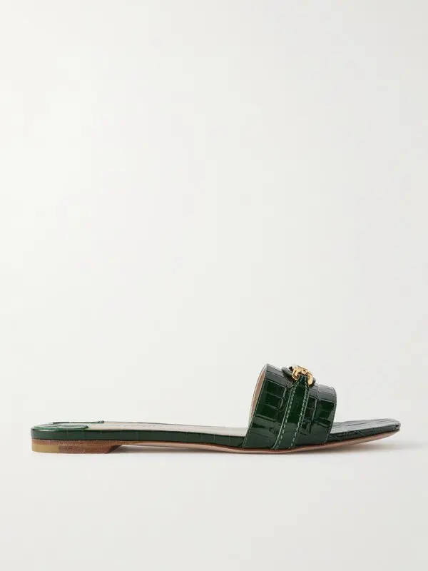 TOM FORD Logo-embellished Leather Slides - Green