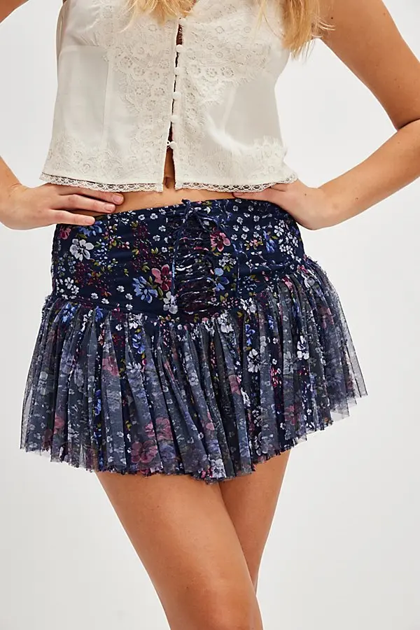 Free People Fp One Blossom Mini Skort - Blue Bird Combo