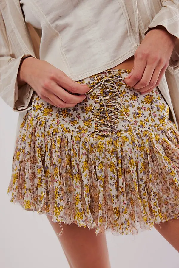Free People Printed Mini Skort - Ditzy Ivory Combo