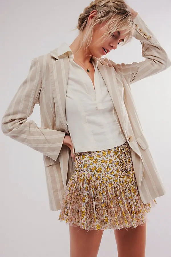 Free People Printed Mini Skort - Ditzy Ivory Combo