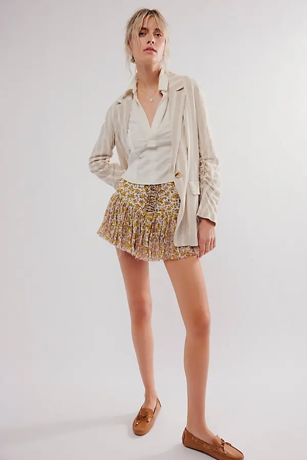 Free People Printed Mini Skort - Ditzy Ivory Combo