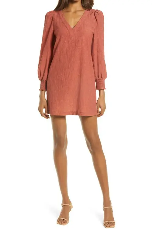 Steve Madden Bb Dakota X Ruston Textured Long Sleeve Shift Minidress