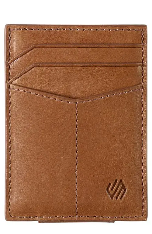 Johnston & Murphy Rhodes Leather Money Clip Card Case - Tan Full Grain