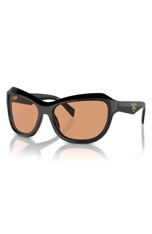 Prada 62mm Oversized Butterfly Sunglasses - Black | Editorialist display picture 1