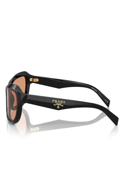 NEW Prada Black Unisex 62mm Sunglasses Prada 62mm Rectangle Sunglasses PRADA Sunglasses Black Talc  main image 2