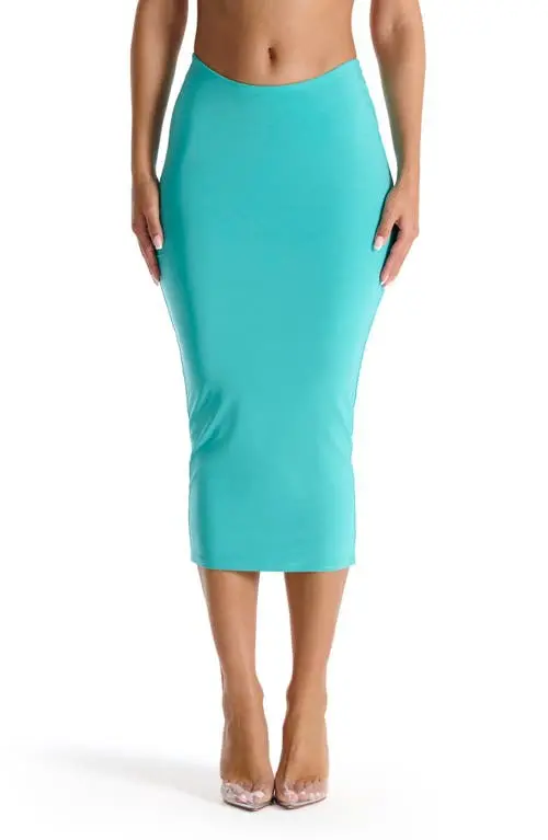 Naked Wardrobe Scoop Waist Midi Skirt - Turquoise