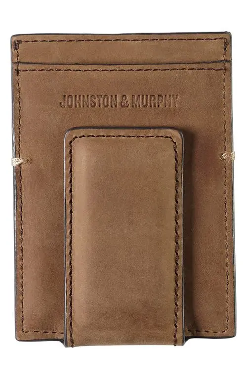 Johnston & Murphy Rhodes Leather Money Clip Card Case - Tan Oiled