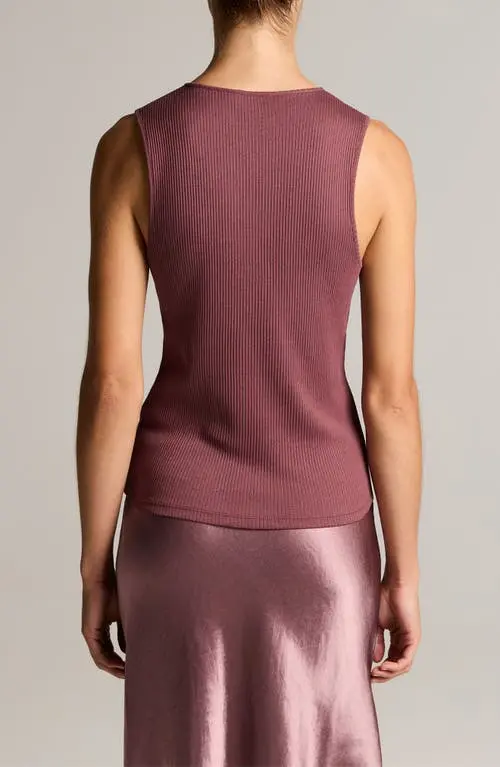 Vince Sleeveless Ribbed Cotton Shell - Deep Mauve