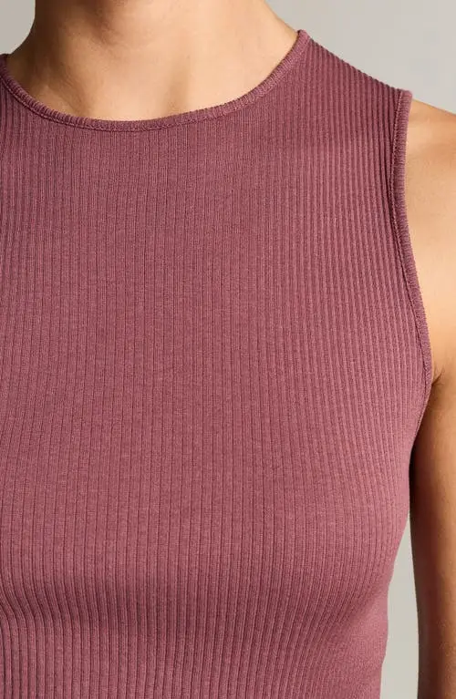Vince Sleeveless Ribbed Cotton Shell - Deep Mauve