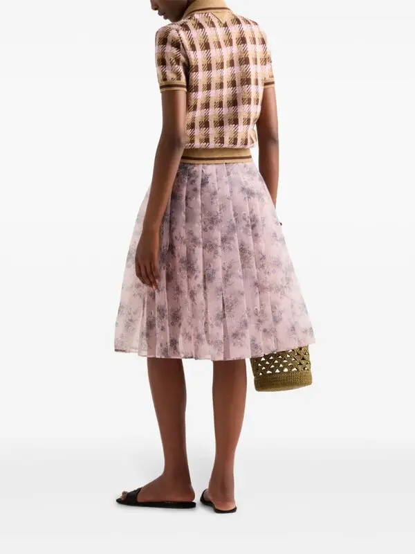 Prada Floral-print Pleated Skirt