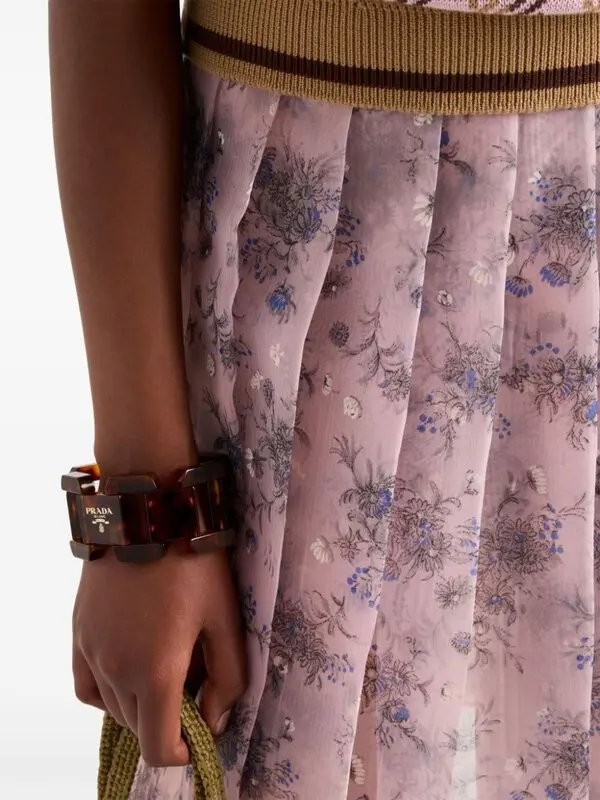 Prada Floral-print Pleated Skirt