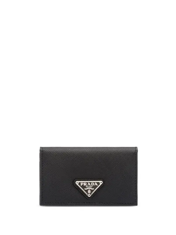 Prada Triangle-logo Leather Card Holder - Black