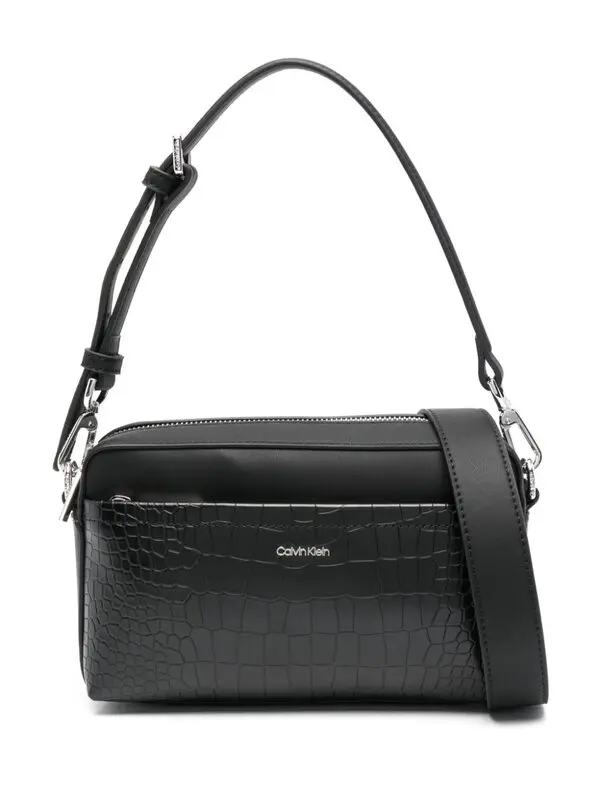 Calvin Klein Embossed Crocodile-effect Logo Plaque Shoulder Bag