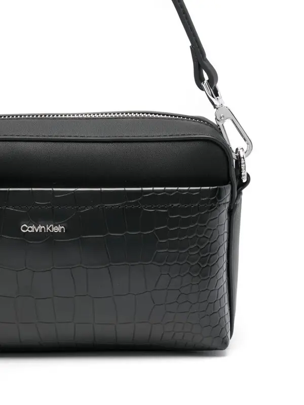 Calvin Klein Embossed Crocodile-effect Logo Plaque Shoulder Bag