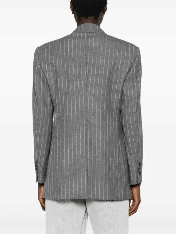 Brunello Cucinelli Pinstriped Wool Blazer - Grey