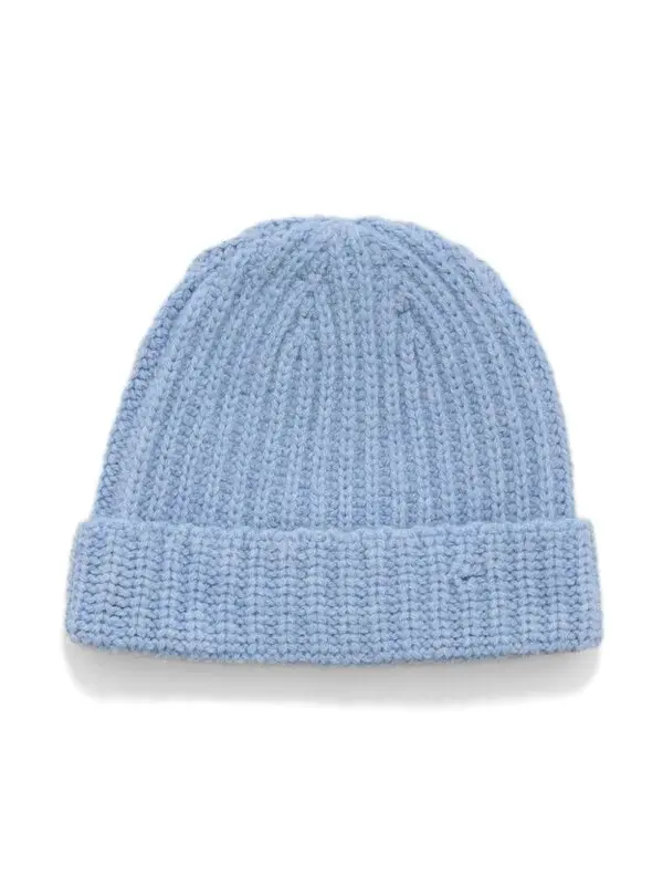 Marni Shetland Wool Beanie With Embroidered Logo - Blue