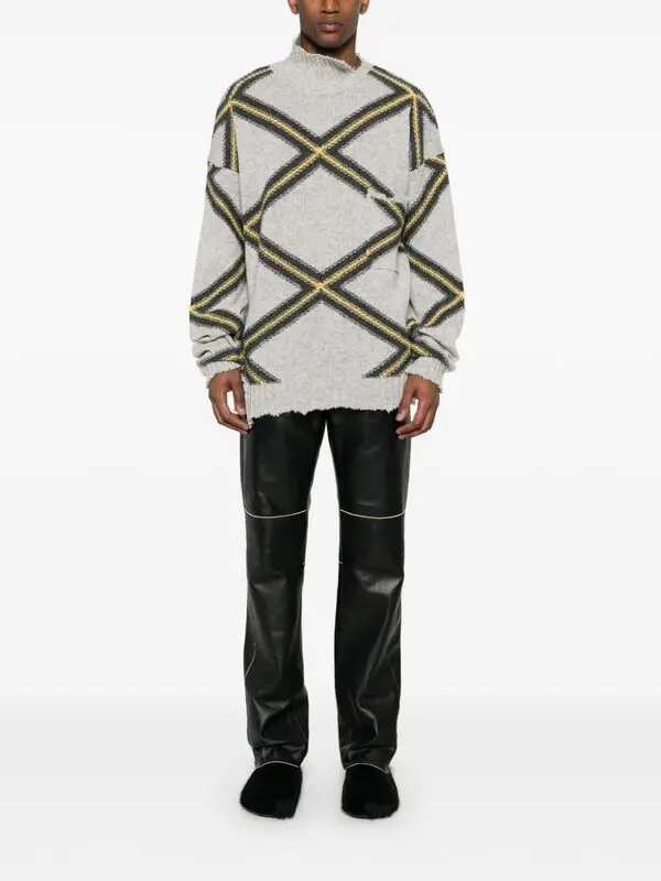 Marni Diamond-check Distressed Jumper