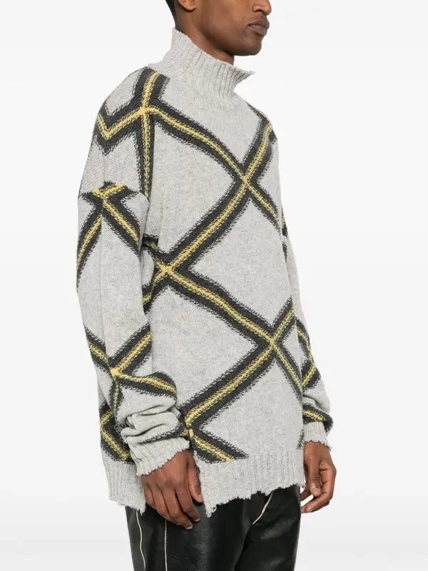 Marni Diamond-check Distressed Jumper