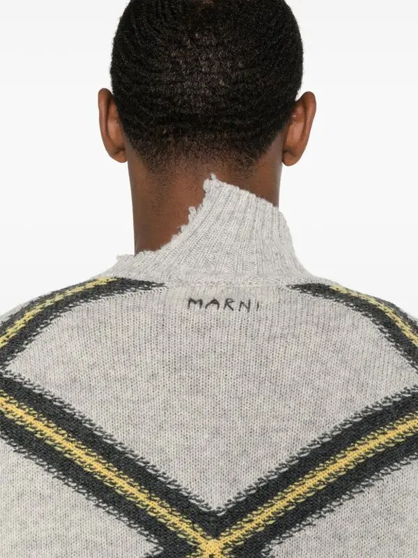 Marni Diamond-check Distressed Jumper