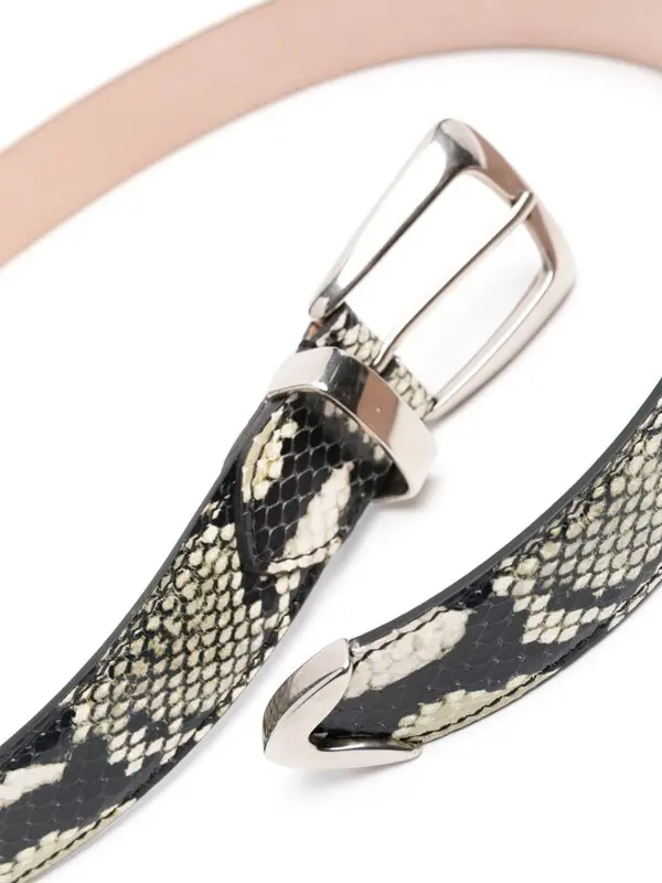 Khaite Benny Snakeskin-effect Leather Belt - Neutrals