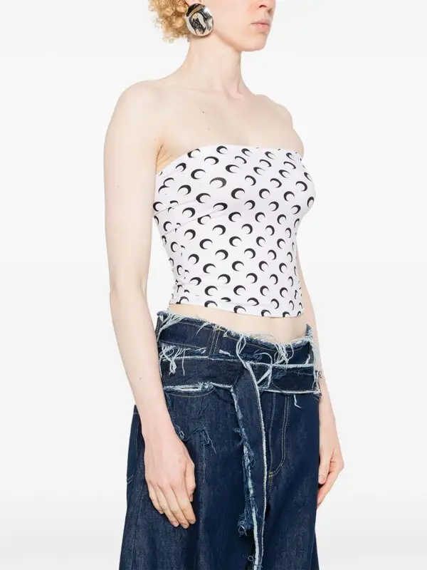 MARINE SERRE Moon Print Tube Top - White