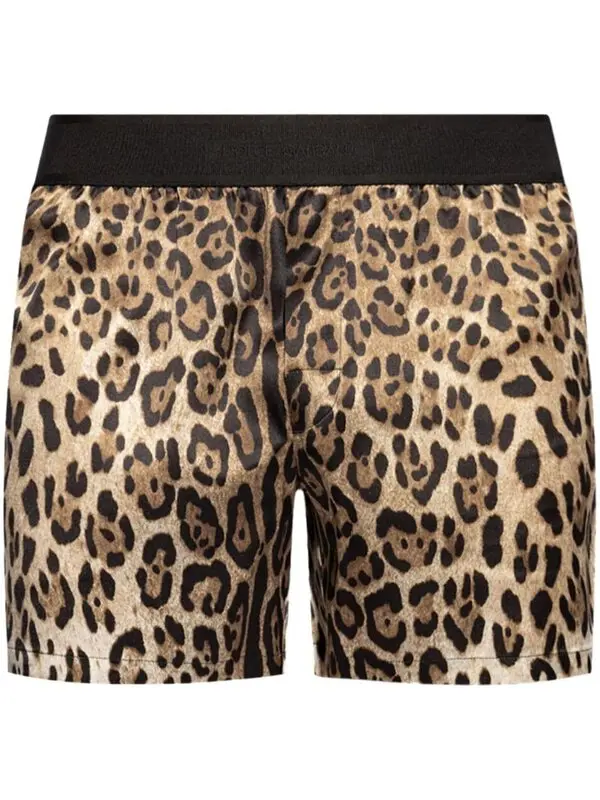 Dolce & Gabbana Leopard-print Silk Boxers - Brown