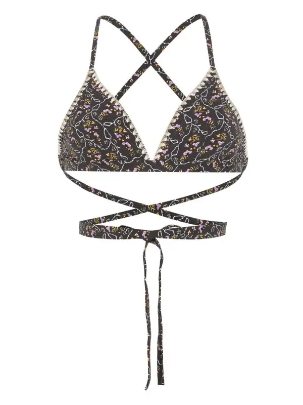 Isabel Marant Étoile Solange Floral-print Bikini Top - Black