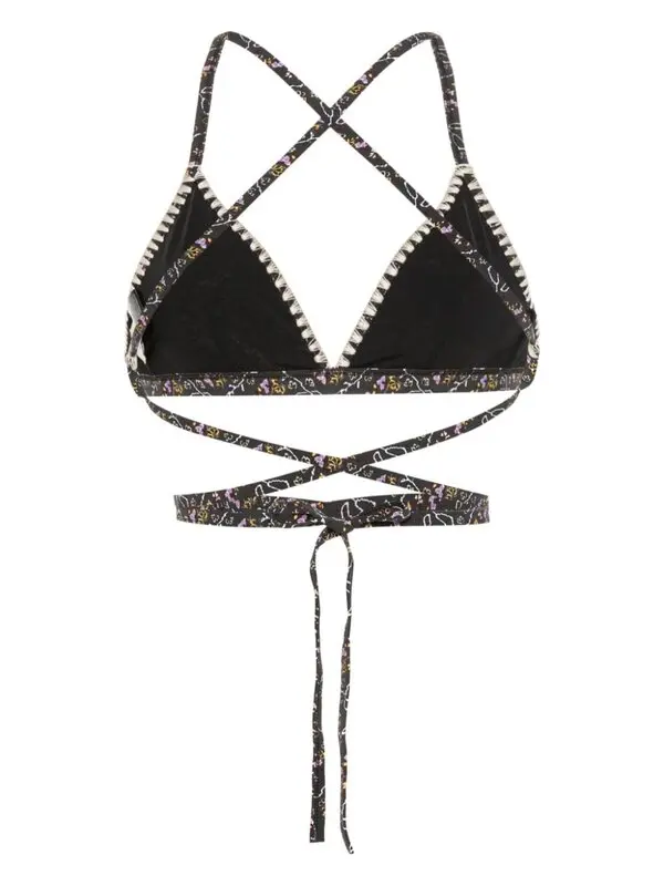 Isabel Marant Étoile Solange Floral-print Bikini Top - Black