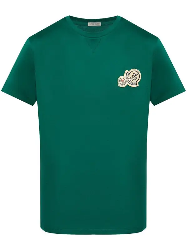 Moncler Logo-Appliqué Cotton T-Shirt - Green | Editorialist