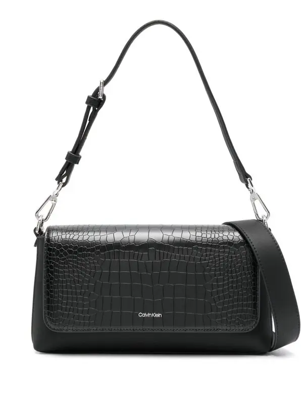 Calvin Klein Embossed Crocodile-effect Logo Plaque Shoulder Bag