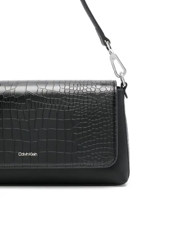 Calvin Klein Embossed Crocodile-effect Logo Plaque Shoulder Bag