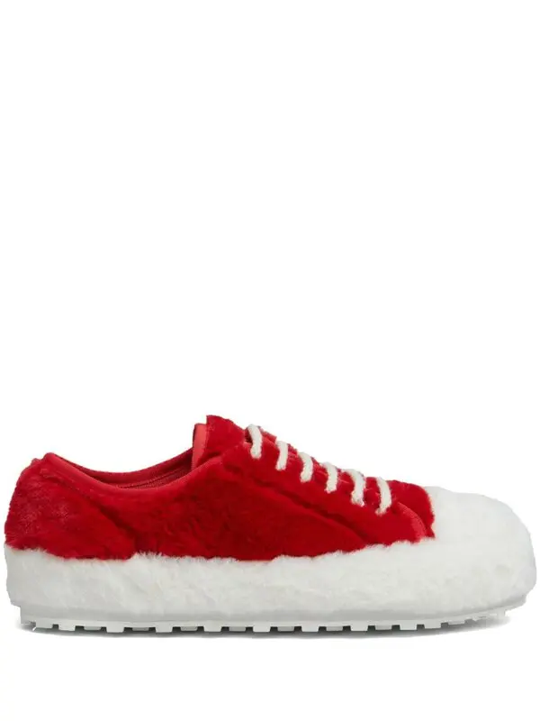 Marni Two-tone Faux-fur Sneakers - Red