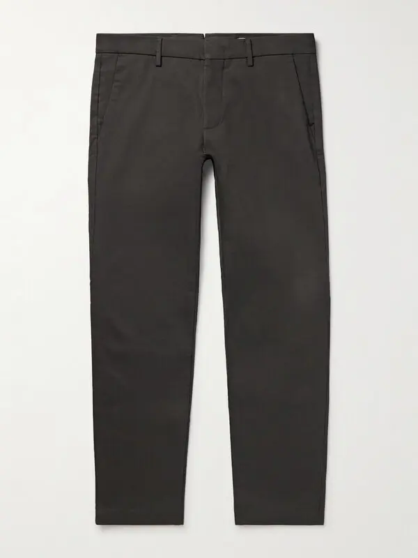Nn07 Theo 1420 Tapered Organic Cotton-blend Twill Chinos - Green