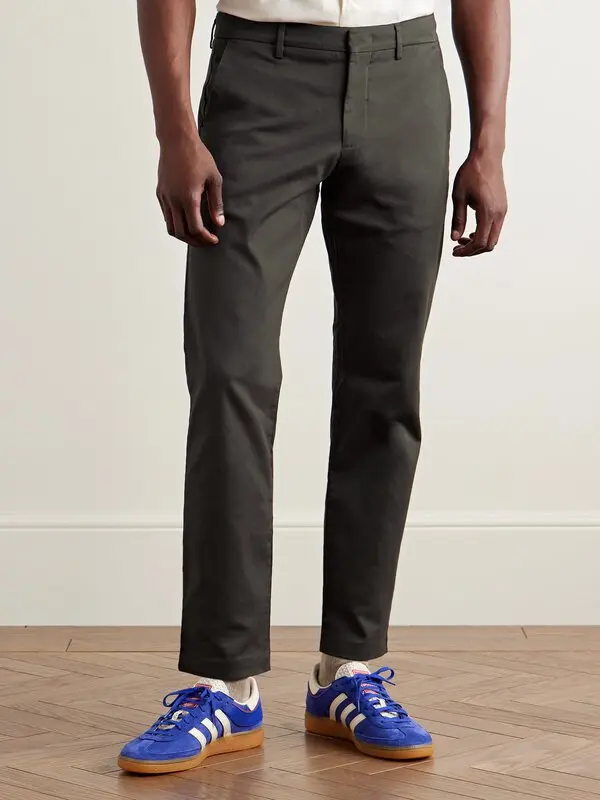 Nn07 Theo 1420 Tapered Organic Cotton-blend Twill Chinos - Green
