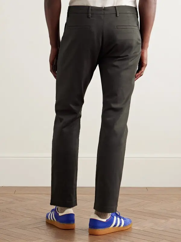 Nn07 Theo 1420 Tapered Organic Cotton-blend Twill Chinos - Green