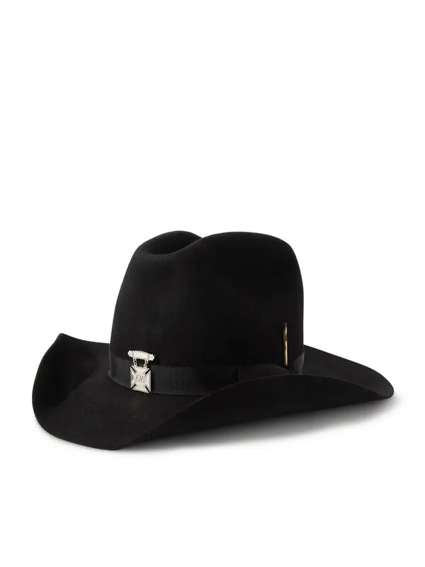 Embellished Black Felt Fedora Solstice Black Fedora - Wide Brim – Jukebox Fashion main image 2