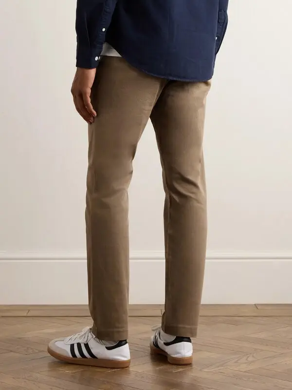 Nn07 Theo 1420 Tapered Organic Cotton-blend Twill Chinos - Brown