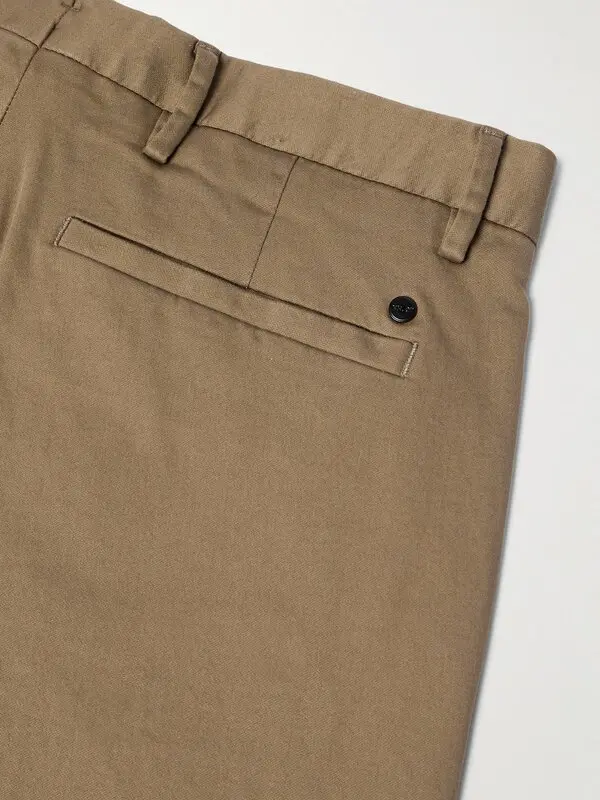 Nn07 Theo 1420 Tapered Organic Cotton-blend Twill Chinos - Brown